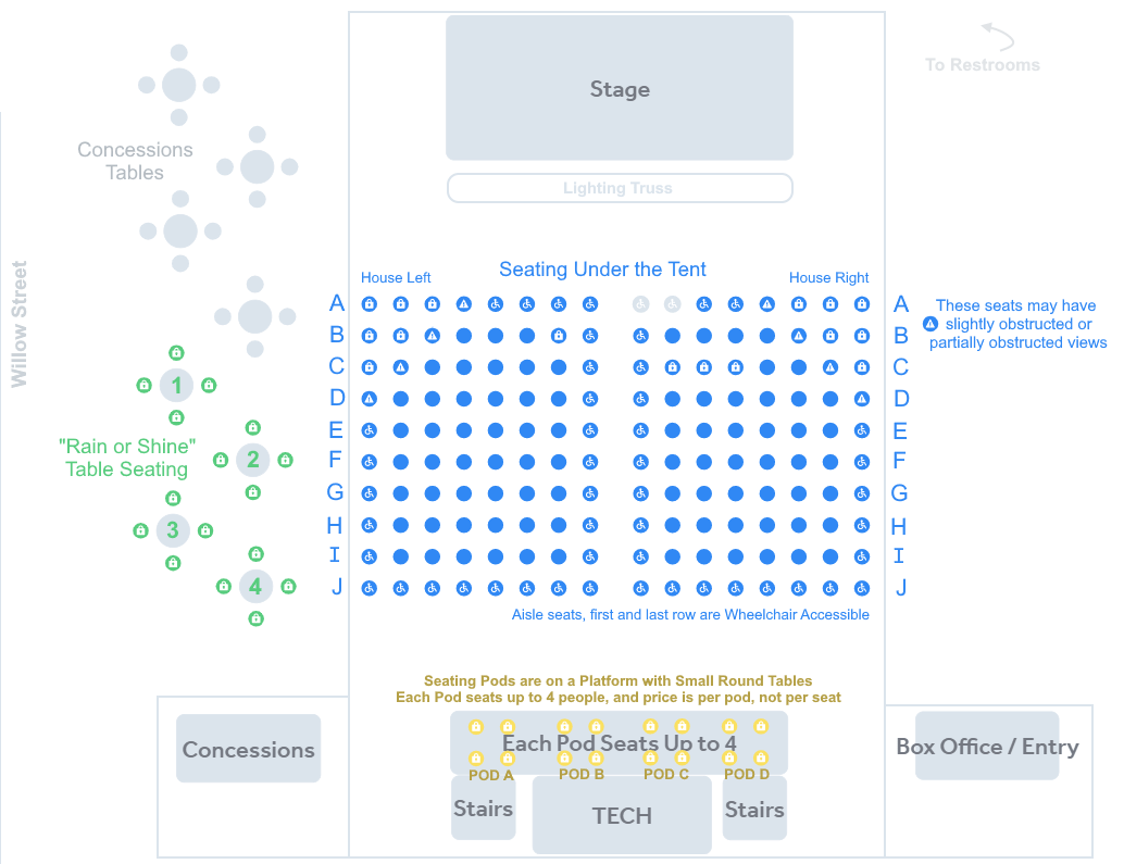 seating map for tent with notes for website | Firehouse Stage